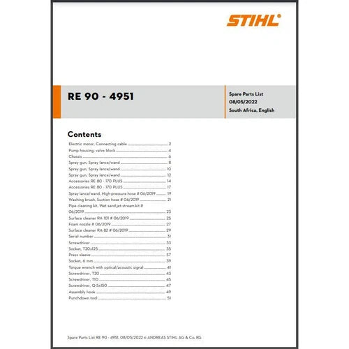 Parts List & Diagram RE90 STIHL